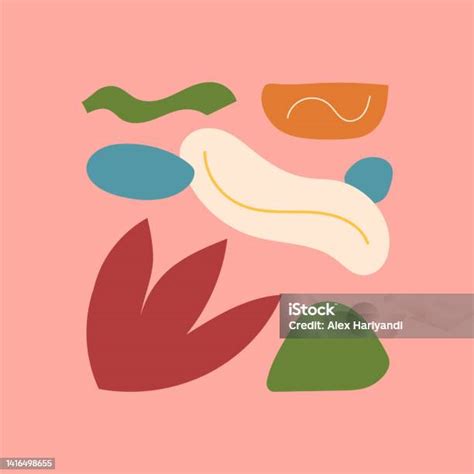 다양한 현대 벡터 낙서 모양과 손으로 그린 유기 모양이있는 물체의 추상적 인 배경 벡터 일러스트 레이 션 0명에 대한 스톡 벡터