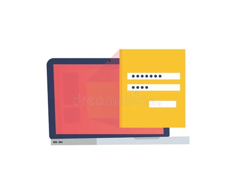 Laptop With Password And Login Form Username Password Fields Sign In Button Vector