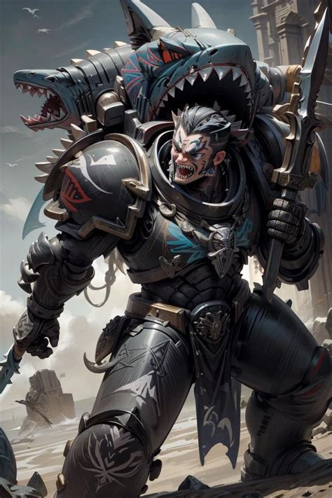 The Carcharodons Space Sharks Aji1 Carcharodons 40k Art Space