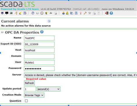 OPC DA Data Source Issue SCADA LTS Scada LTS GitHub