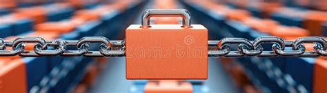 Close Up Of A Padlock On A Metallic Chain Symbolizing Security And