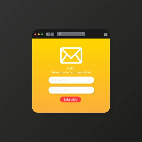 Subscribe To Our Newsletter Form Sign Up Form With Envelope Email