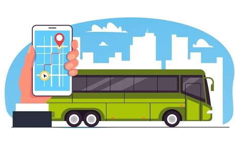 Premium Vector Bus Public Route Track Navigation Location Mobile App Concept