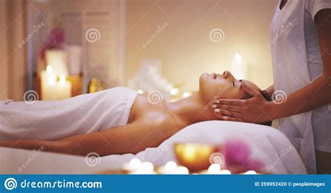 Theres No Better Feeling Than This A Beautiful Young Woman Enjoying A Head Massage At A Beauty