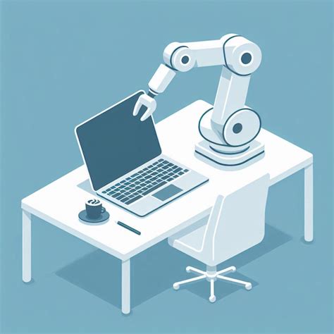 Illustration Image Of Robot Hand Using Laptop Premium Ai Generated Image