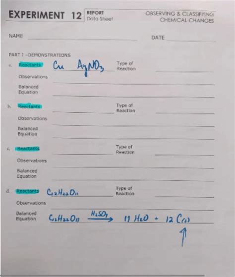 solved experiment 12 data sheet report observing and