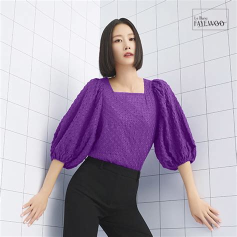 [lotteimall] 르블랑페이우 23ss 자가드 스퀘어넥 블라우스 2종 Null 홈쇼핑모아