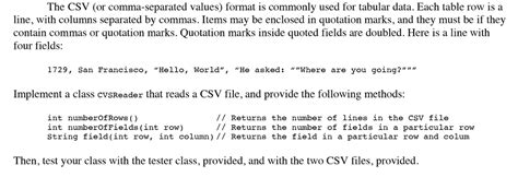 Solved The Csv Or Comma Separated Values Format Is