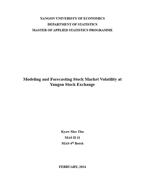 Chapter 1 Modeling And Forecasting Stock Market Volatility At Yangon