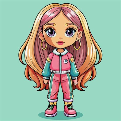 Premium Vector A Cartoon Drawing Of A Girl With Long Hair