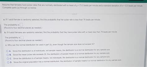 Solved Assume That Females Have Pulse Rates That Are