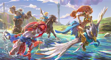 Tloz Botw 🔥 Daruk 💙 Link Mipha Urbosa ⚡ And Revali 🐦 Breath Of The