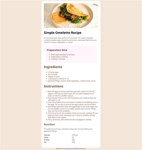 Frontend Mentor Recipe Page With Basic Html And Css Coding Challenge Solution