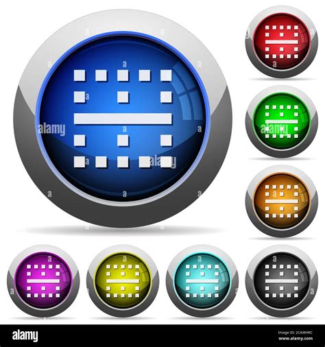 Horizontal Border Icons In Round Glossy Buttons With Steel Frames Stock Vector Image And Art Alamy