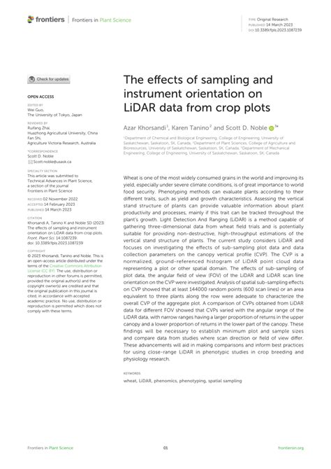 Pdf The Effects Of Sampling And Instrument Orientation On Lidar Data