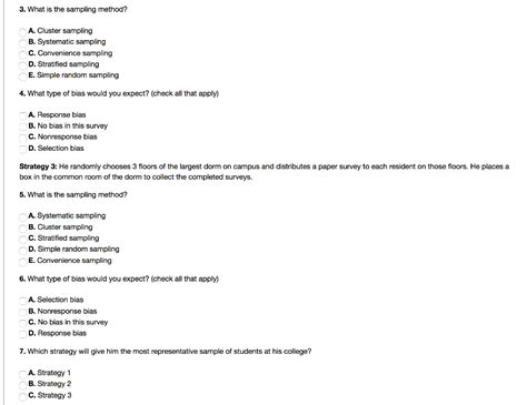 SOLVED What Is The Sampling Method A Cluster Sampling B Systematic Sampling Convenience