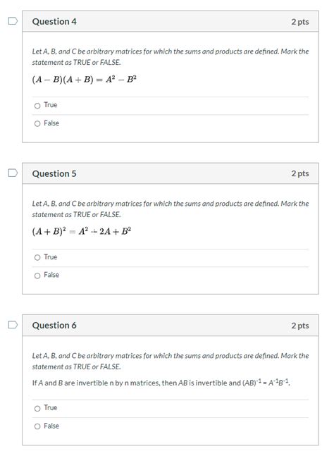 Solved Question 4 2 Pts Let A B And C Be Arbitrary