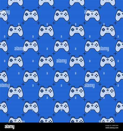 Gamer Game Controller Vector Gamepad Concept Colored Blue Seamless Pattern Stock Vector Image