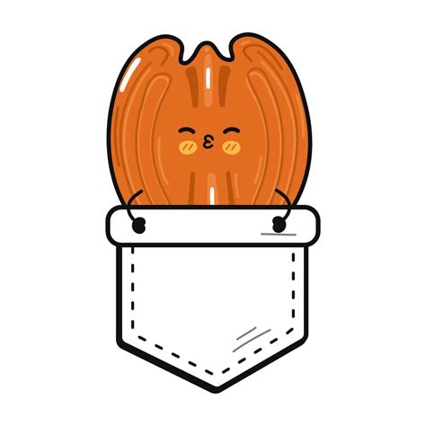Cute Funny Pecan Pocket T Shirt Printvector Cartoon Doodle Line Style