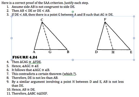 Solved Here Is A Correct Proof Of The Saa Criterion Justify