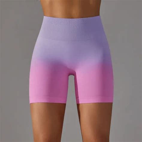 Buy Women Seamless Ombre Gym Fitness Wash Yoga Shorts High Waist