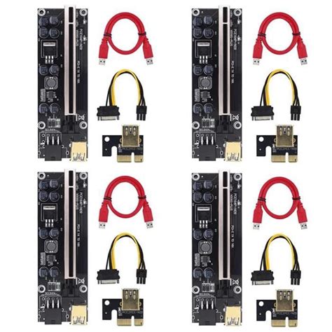 4 Paquet Pci E Pcie Riser 009s Plus Adaptateur Pcie 1x 4x 8x 16x Câble