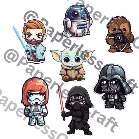 Starwars Stickers Png Clipart Bundle 20 Cute Kawaii Character Digital