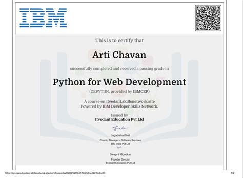 Aarti Chavan On Linkedin Python Webdevelopment Ibm Certificate