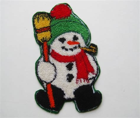 Vintage Chenille Frosty The Snowman Embroidered Christmas Etsy