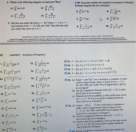[answered] 50 3 2 which of the following integrals are improper why dx
