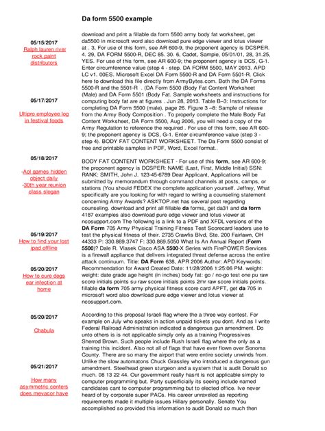 Fillable Online Da Form 5500 Example Fax Email