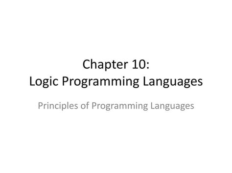 10 Logicprogrammingwithprolog Ppt