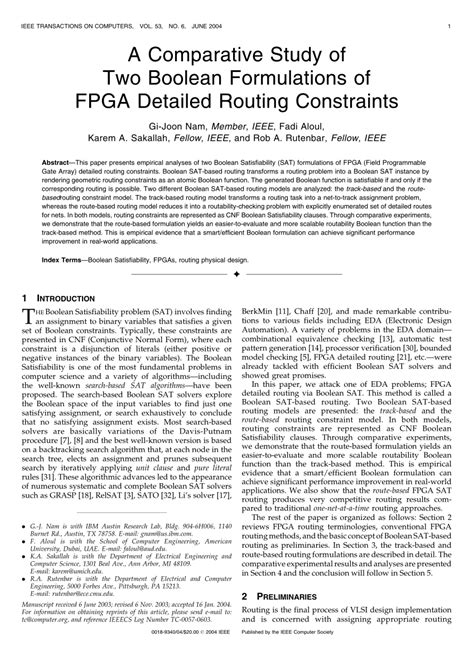 Pdf A Comparative Study Of Two Boolean Formulations Of Fpga Detailed