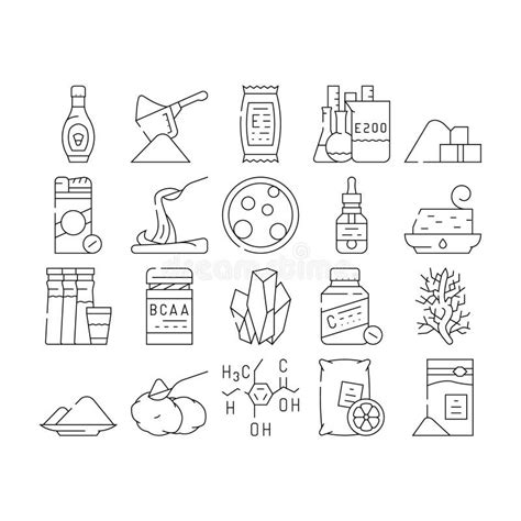 Food Additives Formula Collection Icons Set Vector Stock Vector