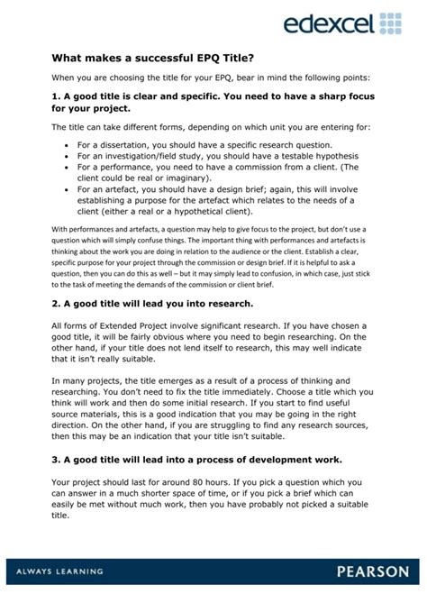 What Makes A Successful Epq Title
