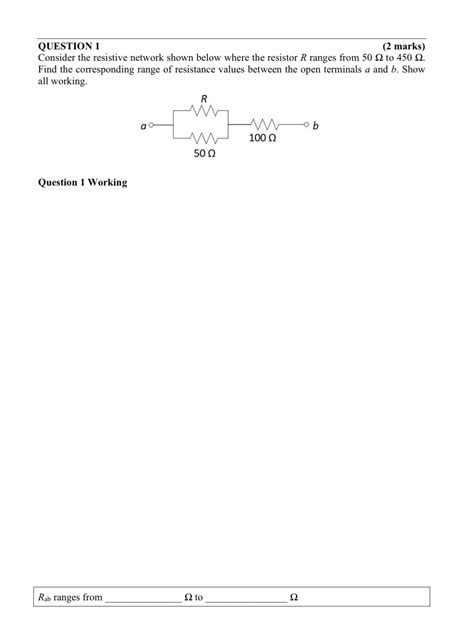 Solved Question 1 2 Marks Consider The Resistive Network Shown