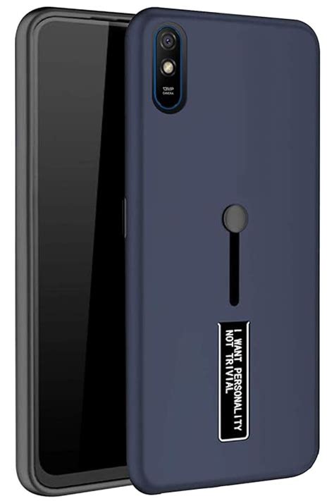 Jkobi Plastic Back Cover With Stand Finger Holder For Xiaomi Mi Redmi A Redmi I Blue