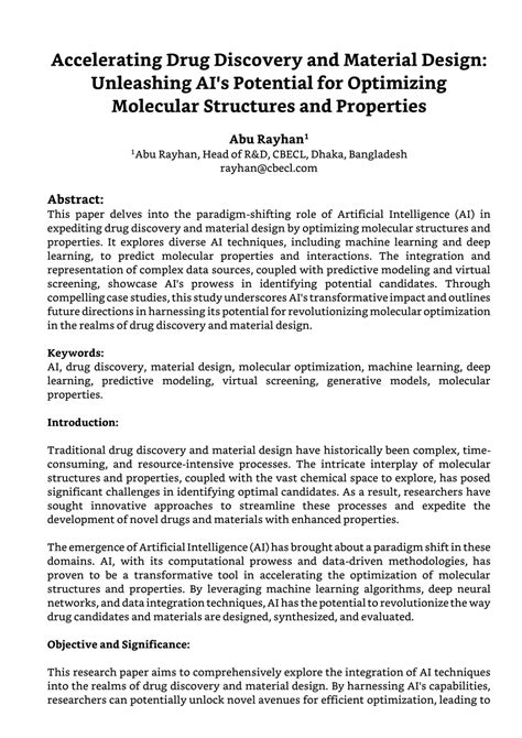 Pdf Accelerating Drug Discovery And Material Design Unleashing Ais
