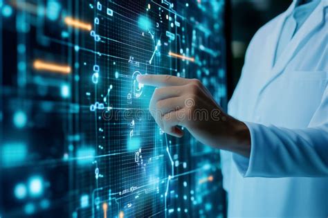 A Scientist Engages With An Interactive Digital Interface Showcasing