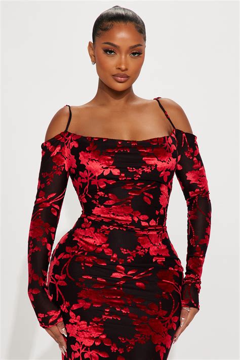 Maya Mesh Maxi Dress Red Combo Fashion Nova