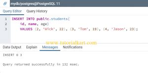 PostgreSQL - INSERT INTO Table