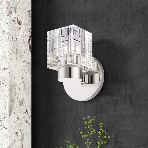 1 Light Polished Nickel Crystal Single Sconce 2906f Lamps Plus