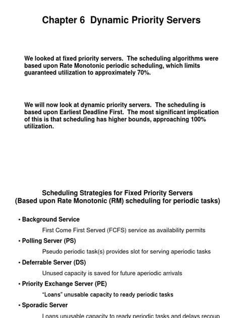 Dynamic Priority Scheduling In Real Time Systems