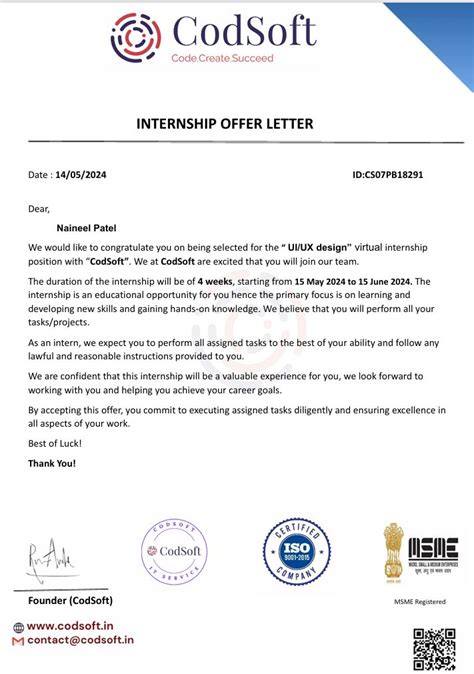 Naineel Patel On Linkedin Internship Codsoft Uiuxdesign Opportunity Growth