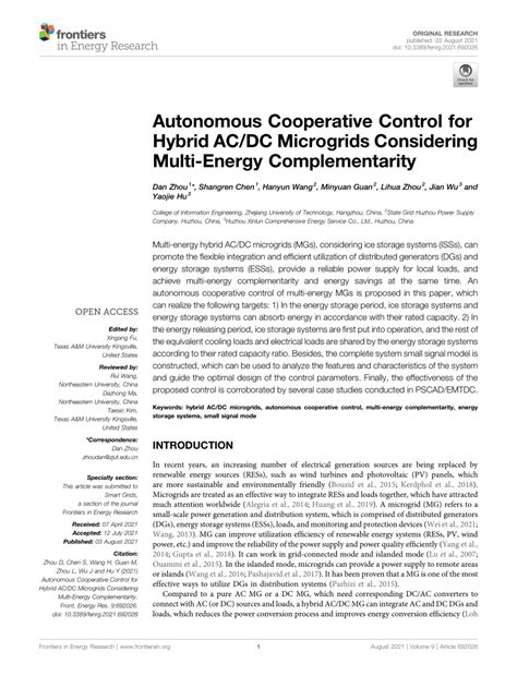 Pdf Autonomous Cooperative Control For Hybrid Ac Dc Microgrids Considering Multi Energy
