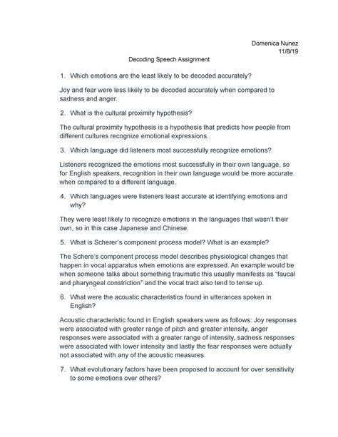 Decoding Speech Assignment Domenica Nunez 118 Decoding Speech