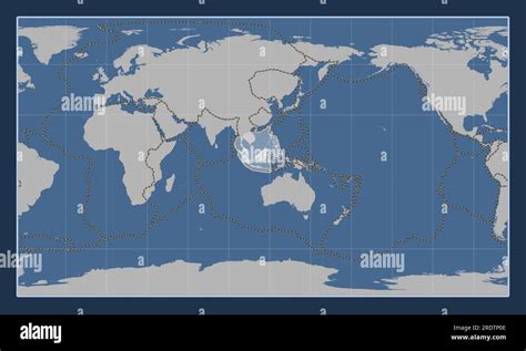 Sunda Tectonic Plate On The Solid Contour Map In The Patterson Cylindrical Projection Centered