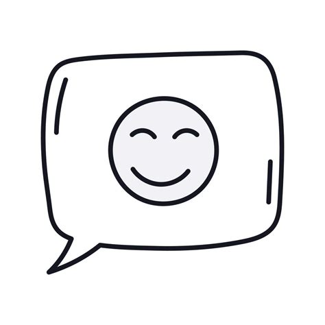 Vector Dialog Cloud With Smiling Smiley Doodle Linear Cartoon Coloring