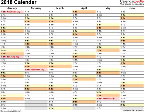Excel Calendar Template For 2018 And Beyond Riset