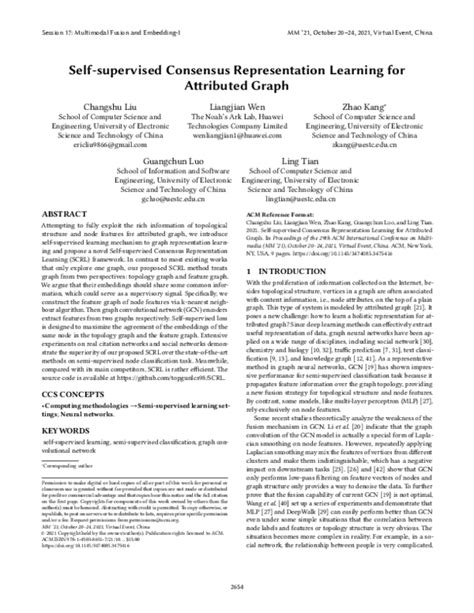 Pdf Self Supervised Consensus Representation Learning For Attributed